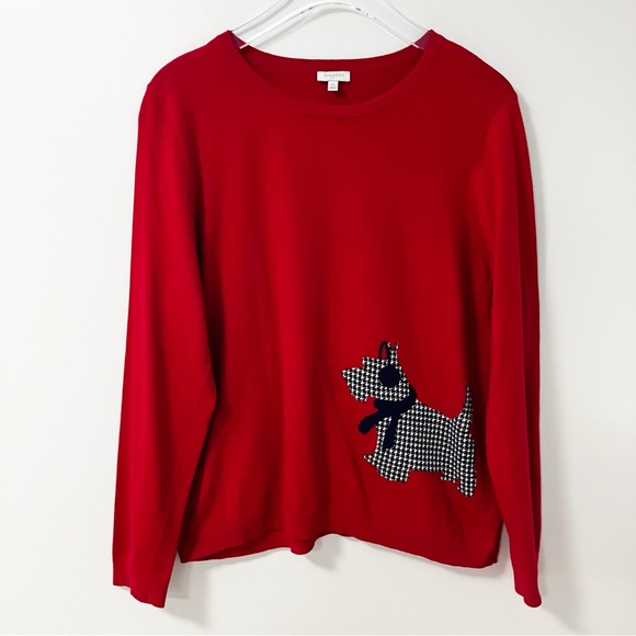 Talbots | Sweaters | Talbots Red Terrier Dog Sweater Xl | Poshmark